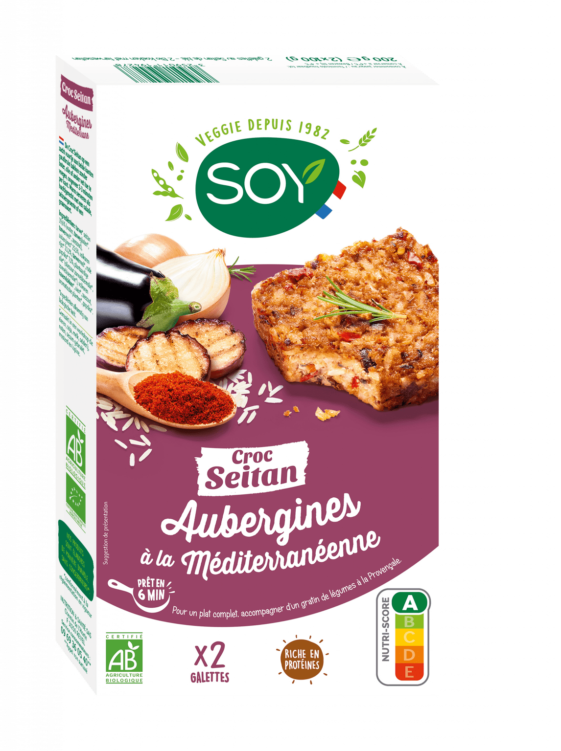 Produit SOY : Croc'Seitan Aubergines à la Méditerranéenne - SOY